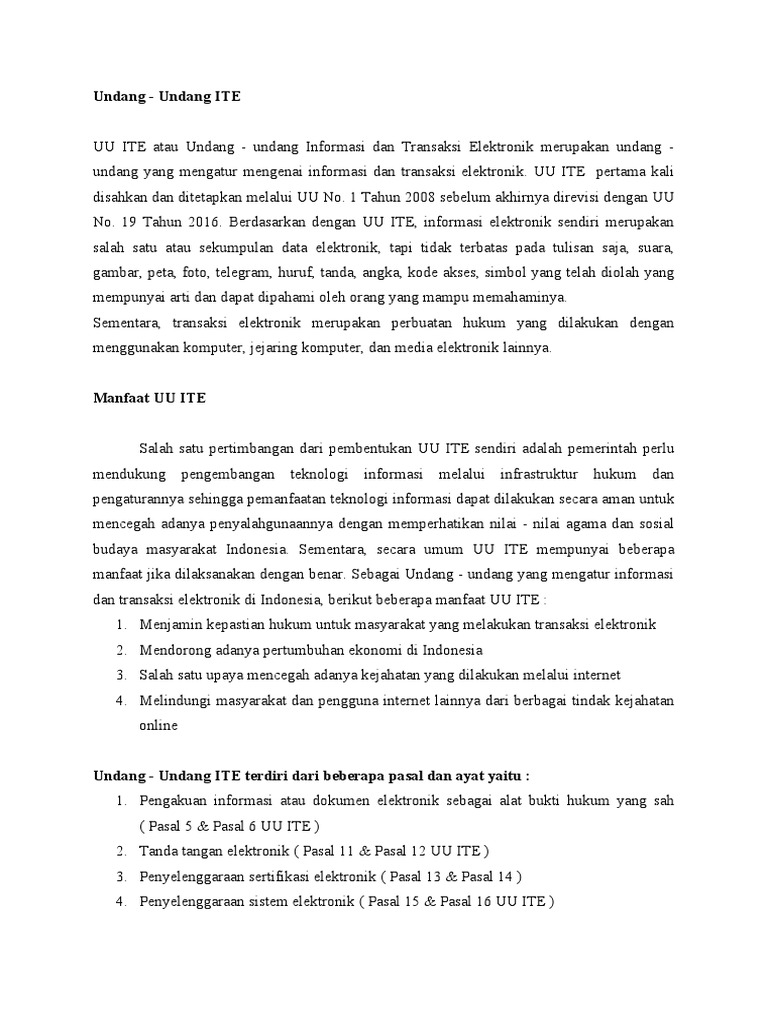 Undang - Undang ITE | PDF
