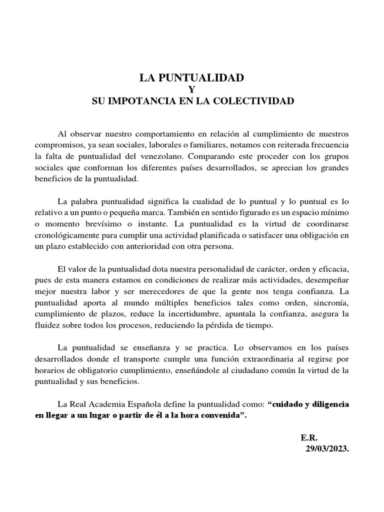 La Puntualidad | PDF La Puntualidad | PDF