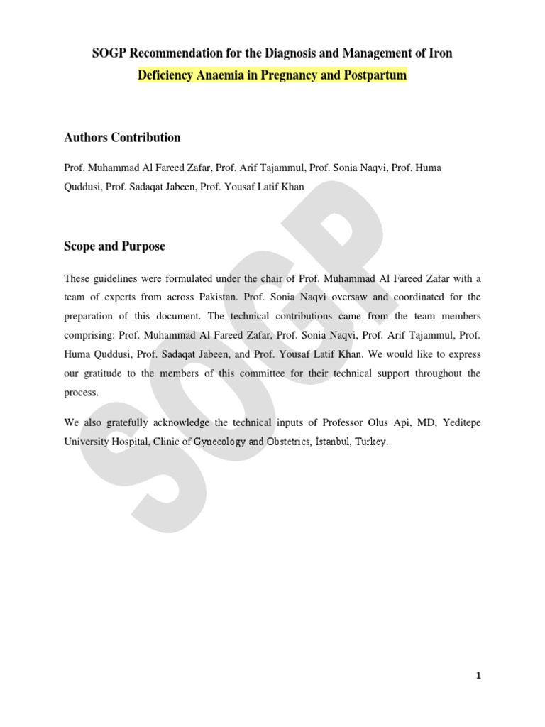 Sogp Anemia Highllight Medhome | PDF | Anemia | Pregnancy