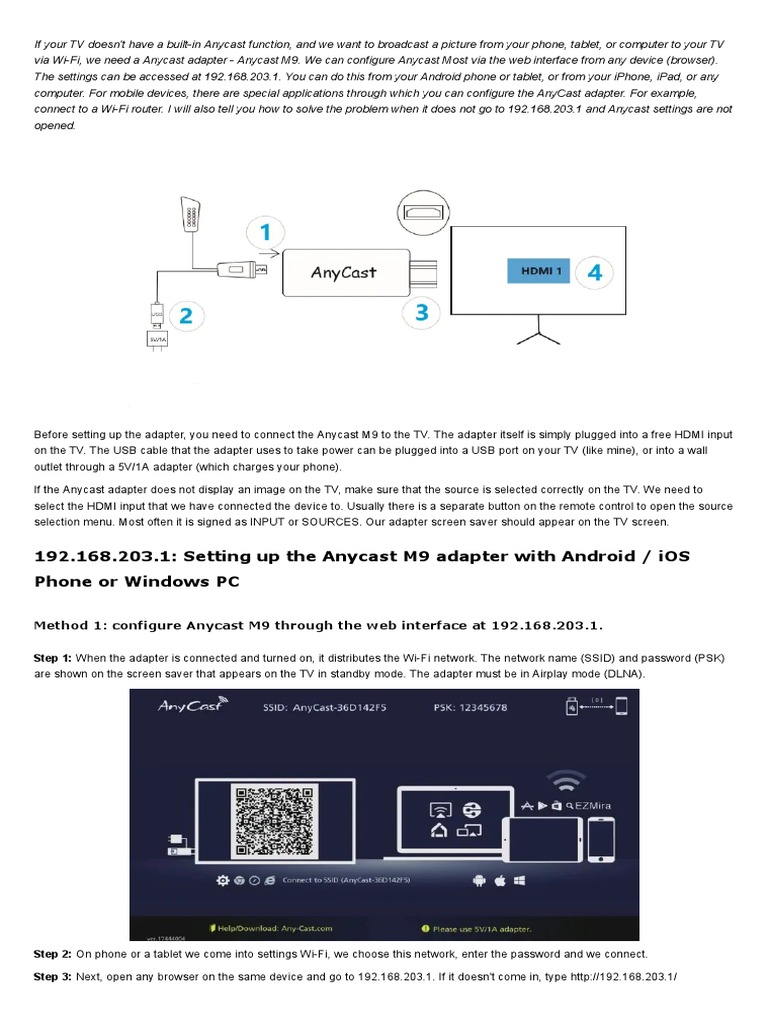 Anycast M9 Plus Setup - How To Connect Anycast M9 | PDF | Wi Fi | Tablet Computer