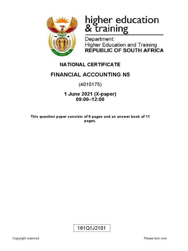 Financial Accounting N5: National Certificate | PDF | Credit | Finance ...