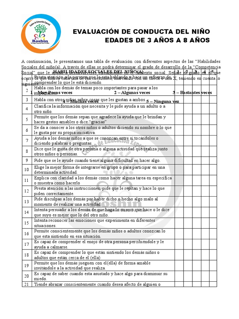 Evaluación de Conducta Del Niño | PDF | Ciencias del comportamiento | Ciencia cognitiva