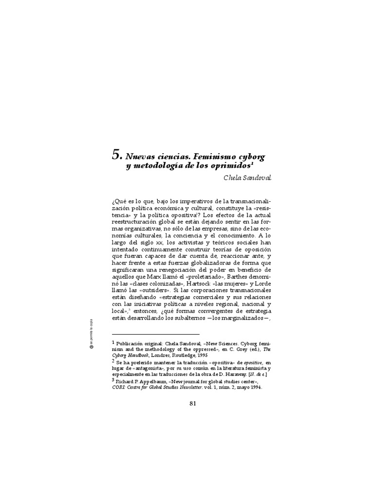 Chela Sandoval | PDF | Feminismo | Estudios de género