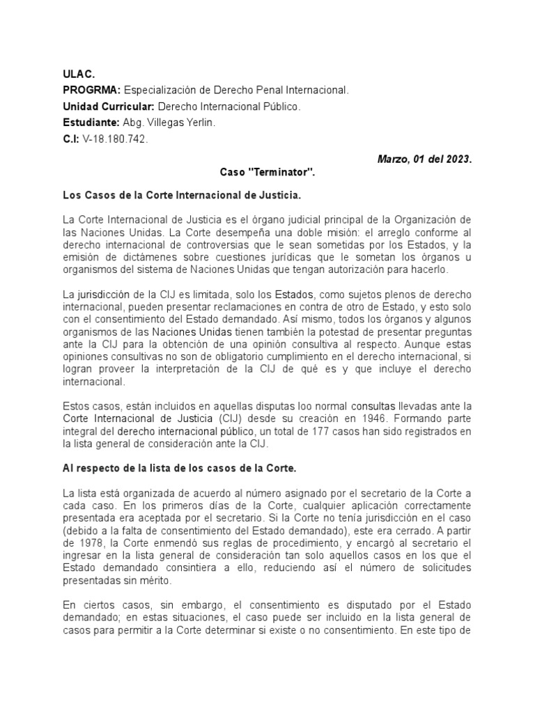 Caso Corte Penal Los Casos de La Corte Internacional de Justicia. | PDF | Ruanda | República ...
