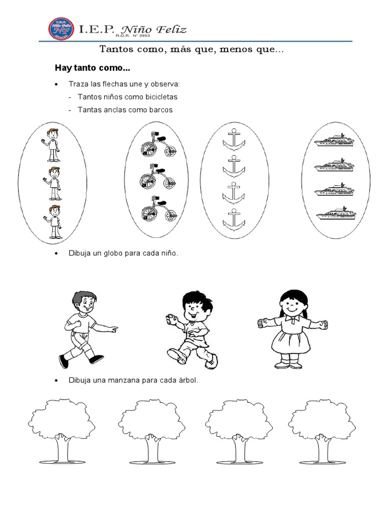 MATEMÁTICA - Tantos Como, Más Que, Menos Que | PDF