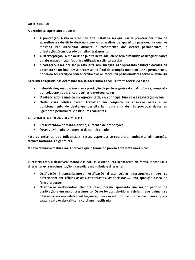 Resumo de Orto | PDF | Dente | Osso
