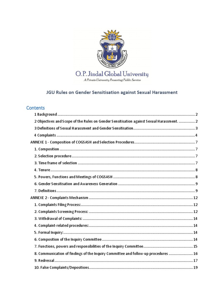 JGU Gender Sensitisation Rules | PDF | Sexual Harassment | Complaint