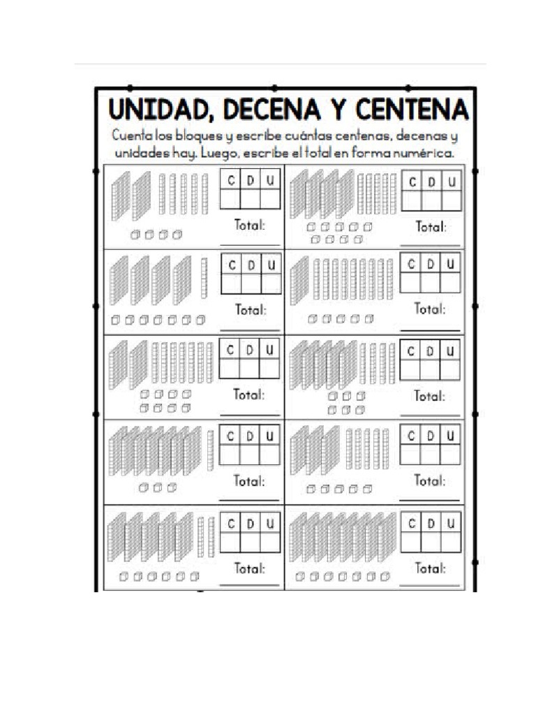 Centena, Decena y Unidad | PDF