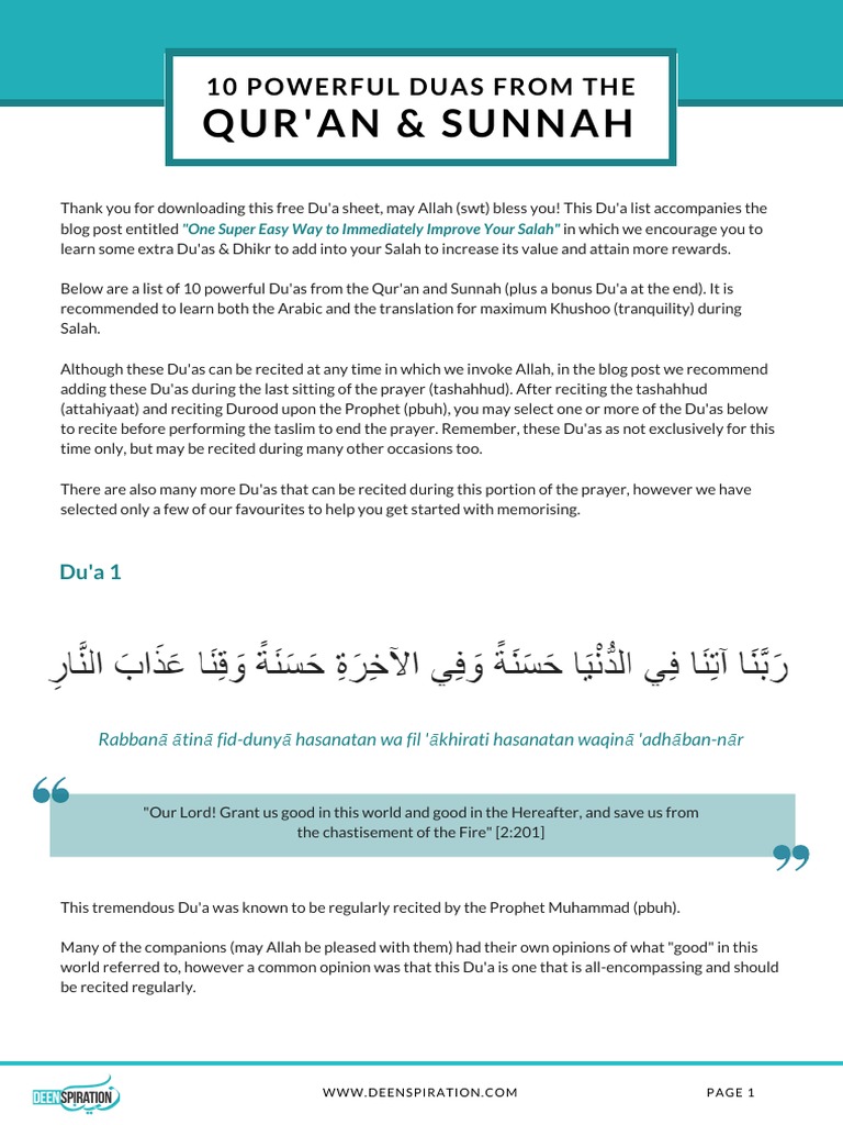 10 Powerful Duas From Quran Sunnah 2 | Download Free PDF | Semitic Words And Phrases | Abrahamic ...