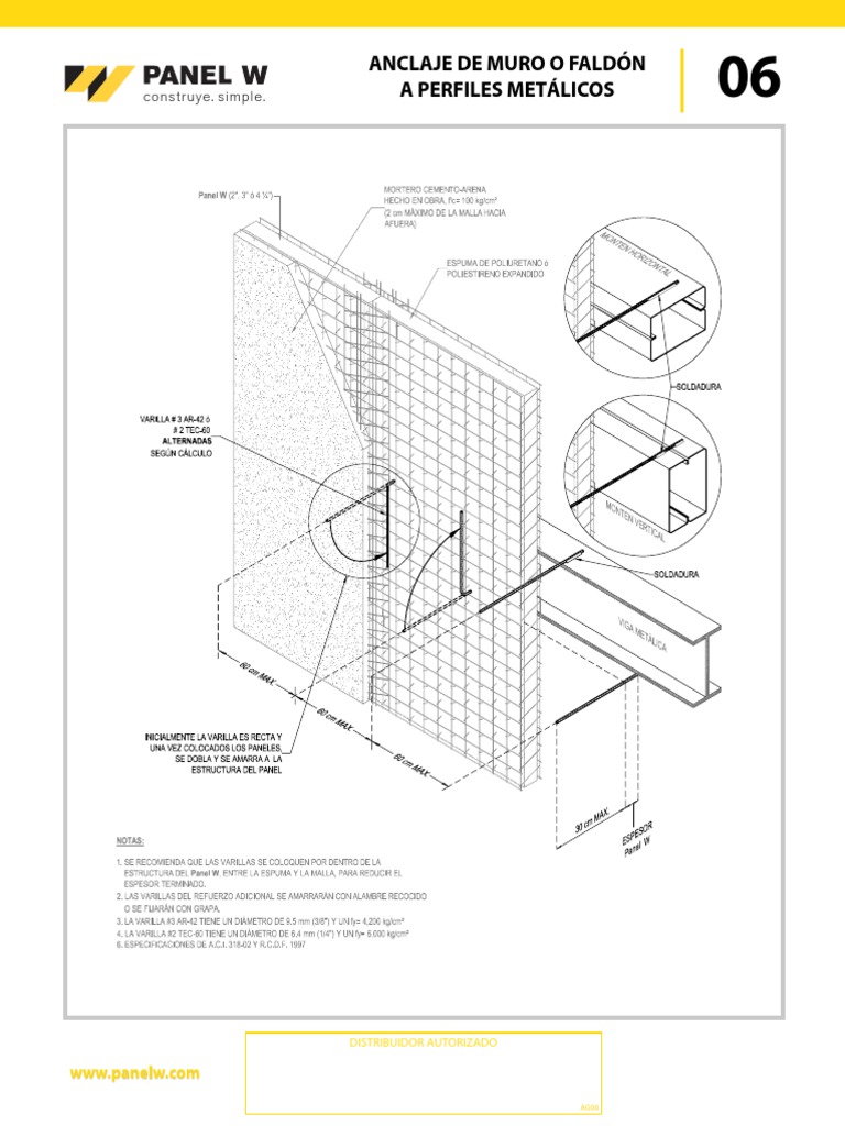 Anclaje de Muro O Faldón A Perfiles Metálicos: Construye. Simple | PDF