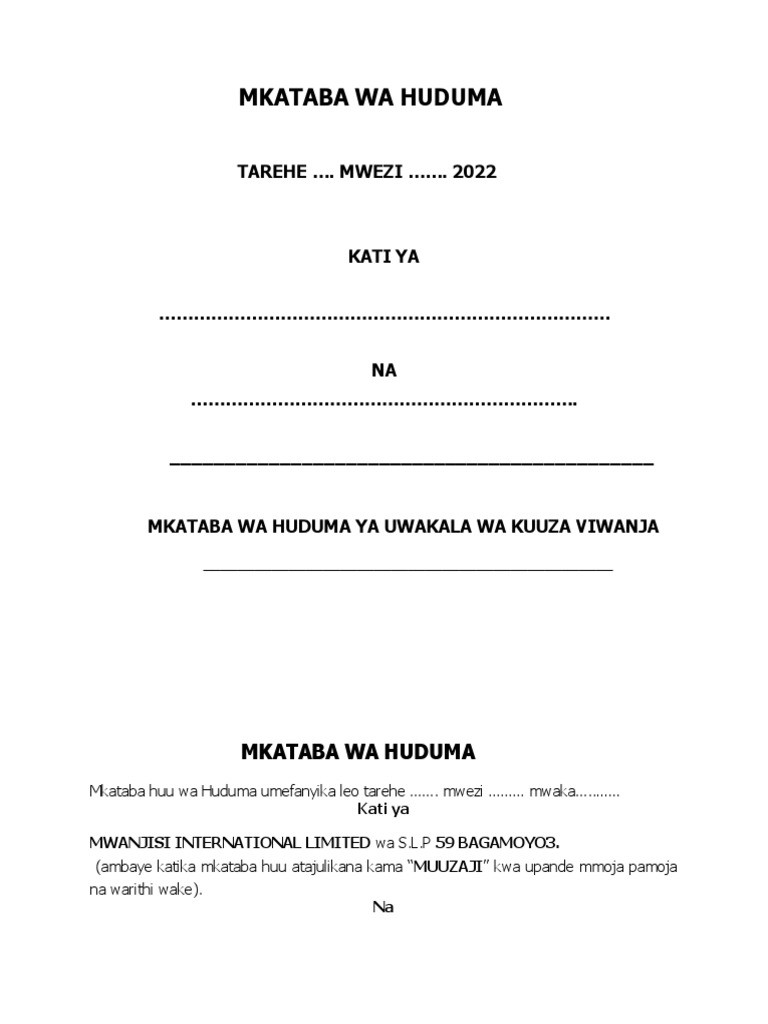 Mkataba Wa Huduma | PDF