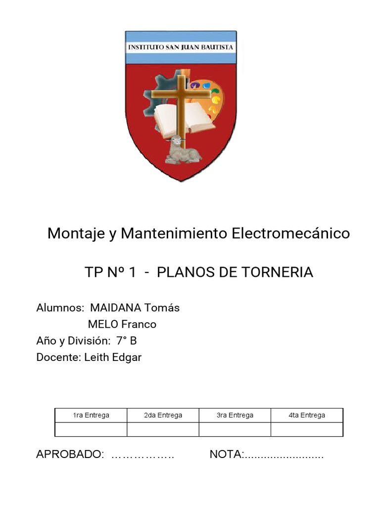 Montaje y Mantenimiento Electromecánico: TP #1 - Planos de Torneria | PDF
