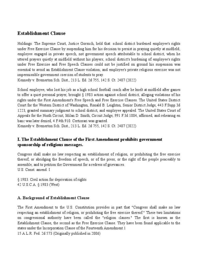 Westlaw Precision - Establishment Clause | PDF | Standing (Law ...