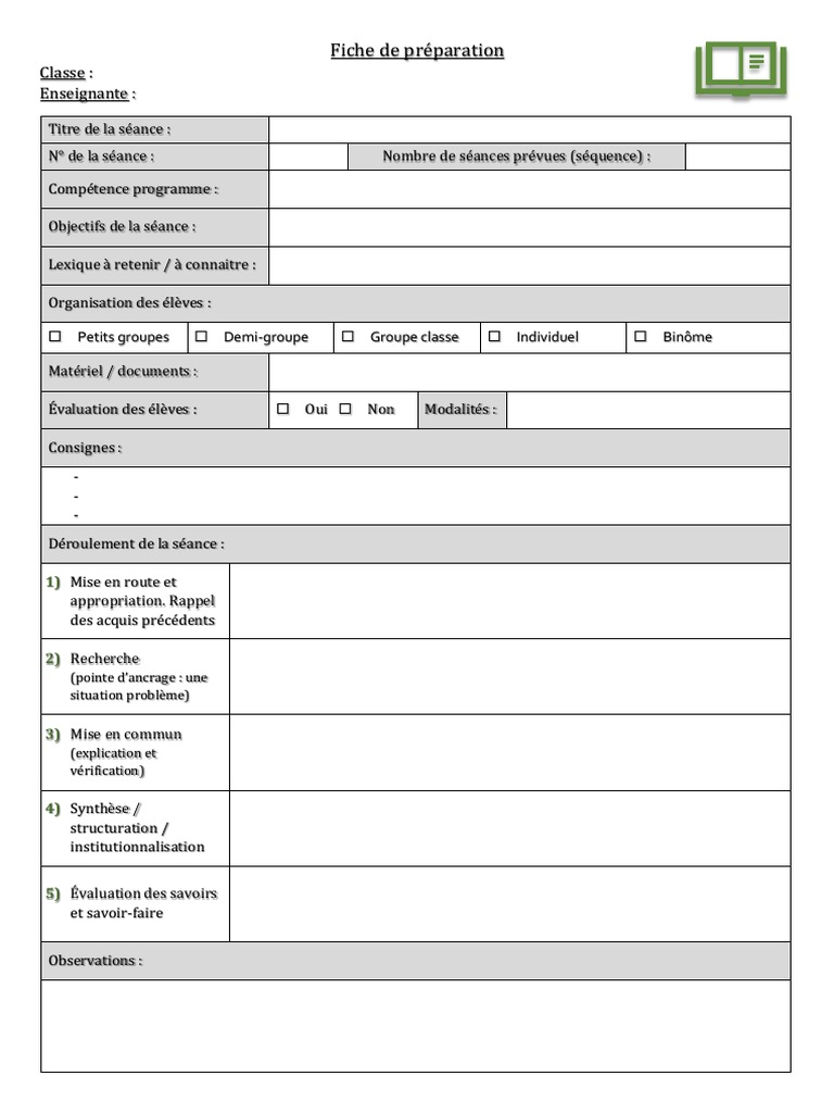Fiche de Préparation | PDF