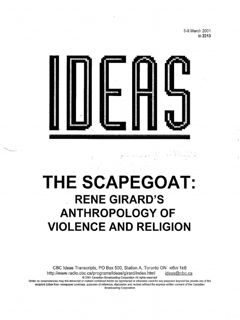 Rene Girard, The Scapegoat | PDF
