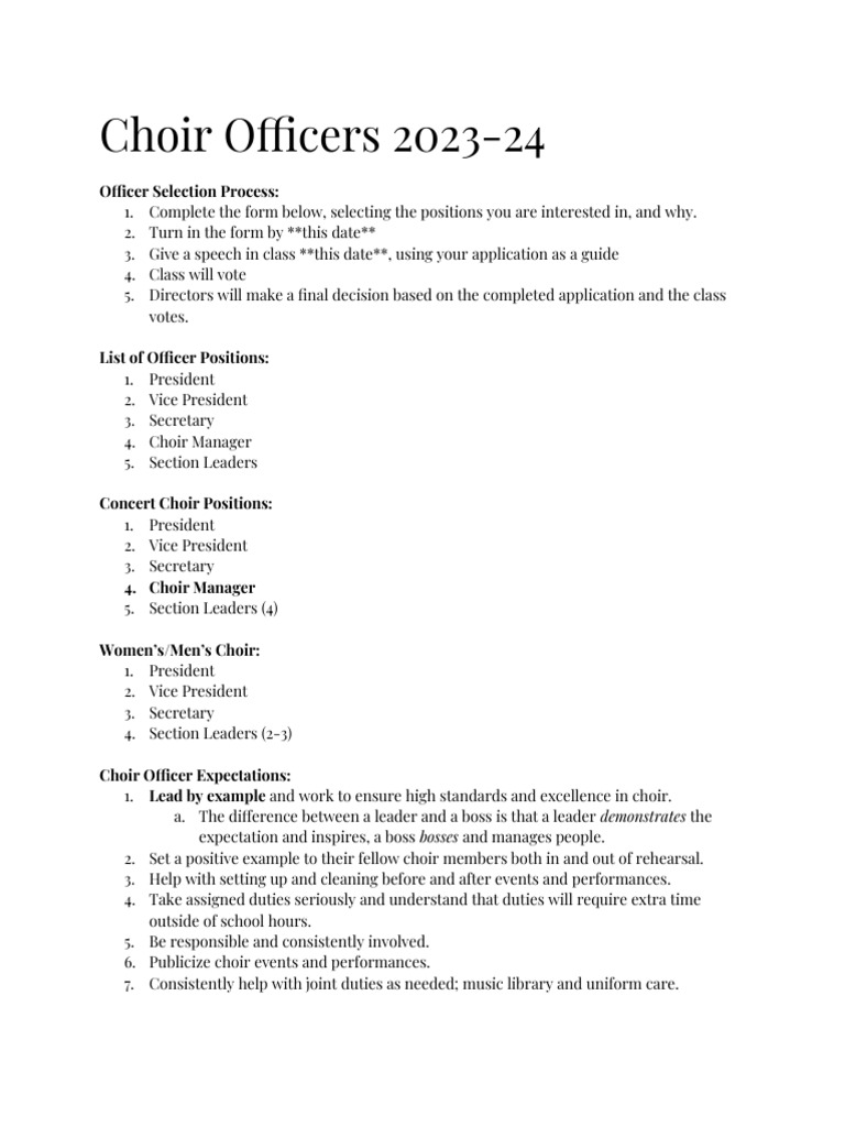 Choir Officers | PDF