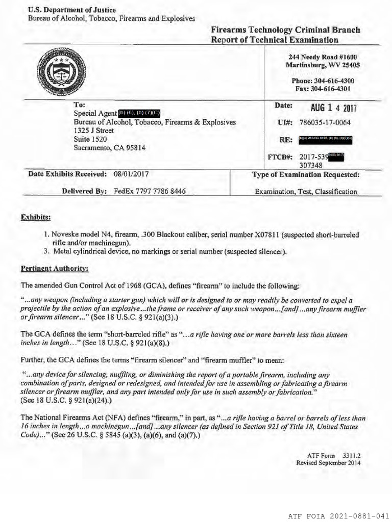 ATF Metal Piece Is A Machinegun | PDF