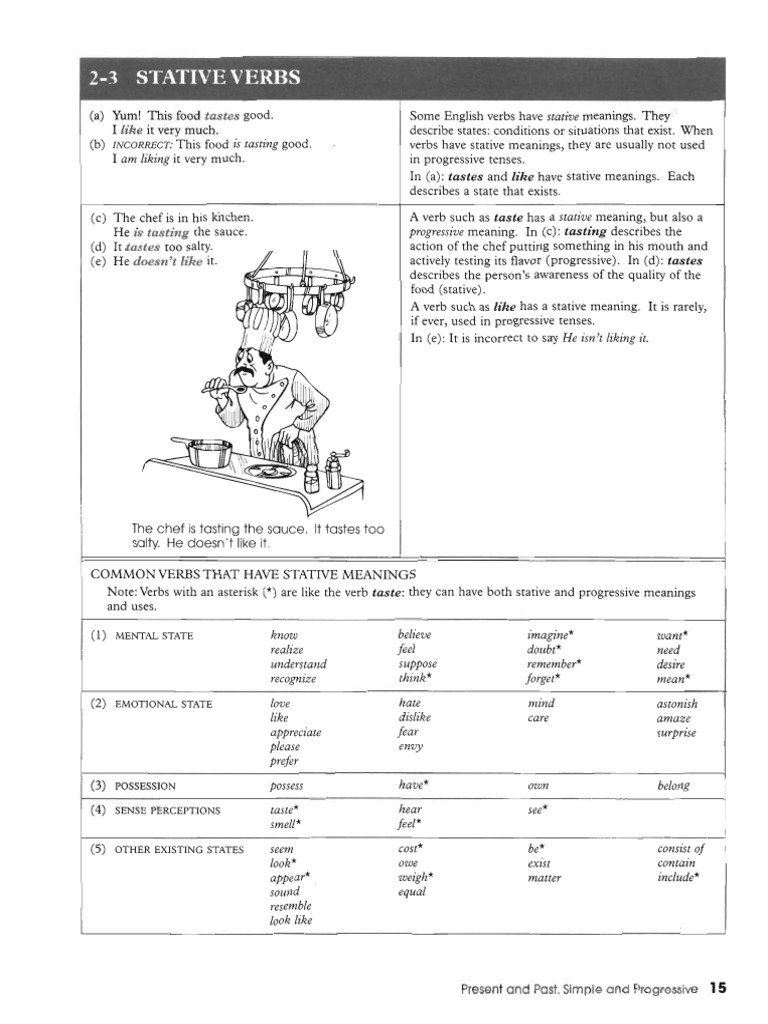 Present Continuous Stative Verbs | PDF | Linguistics | Grammar