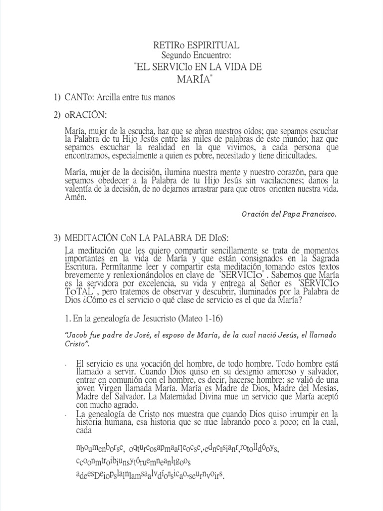 PDF Retiro Espiritual Maria Modelo de Servicio | PDF | María, madre de Jesús | Oración