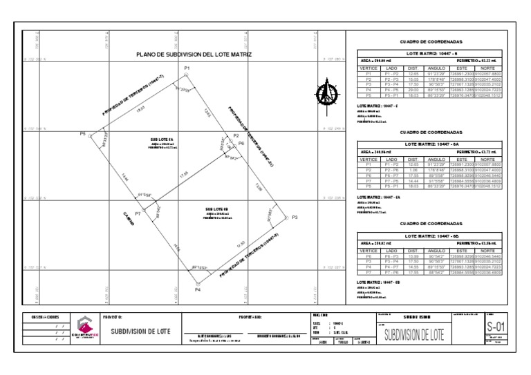 Plano de Subdivision Del Lote Matriz | PDF
