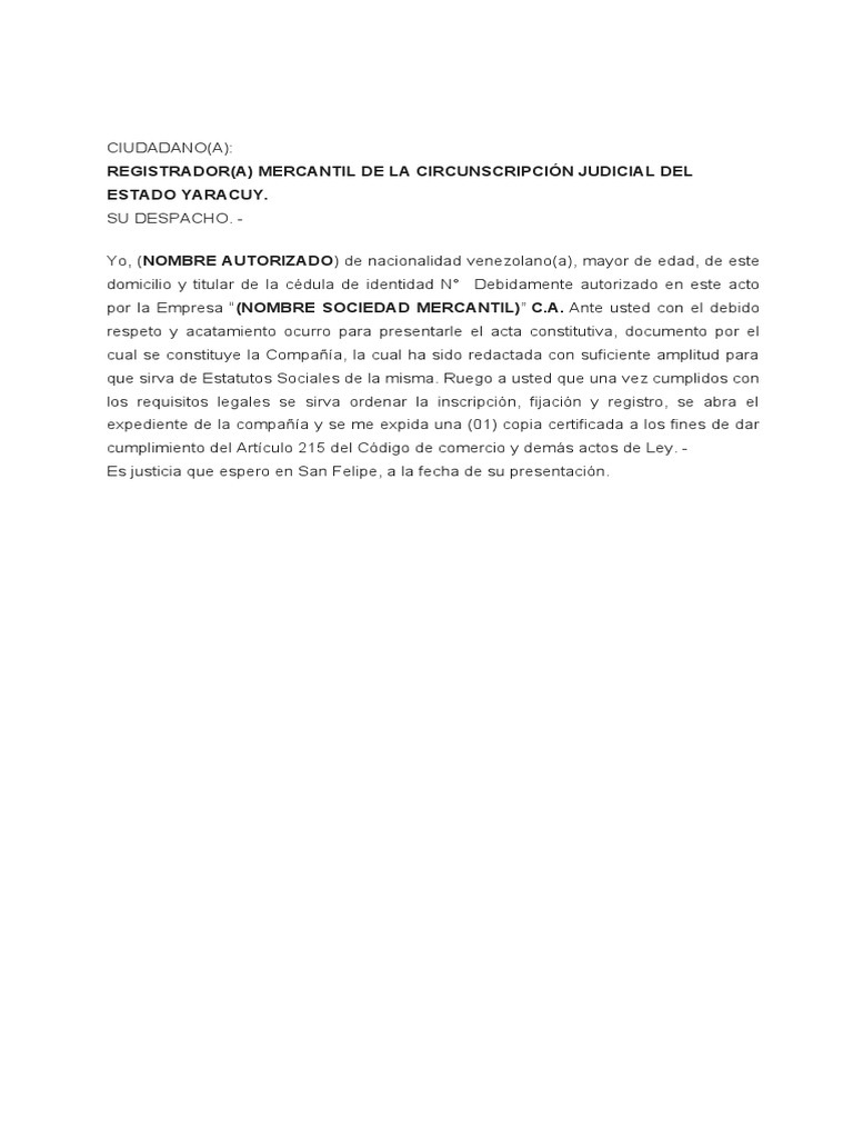 Modelo Acta Constitutiva | PDF | Compartir (Finanzas)