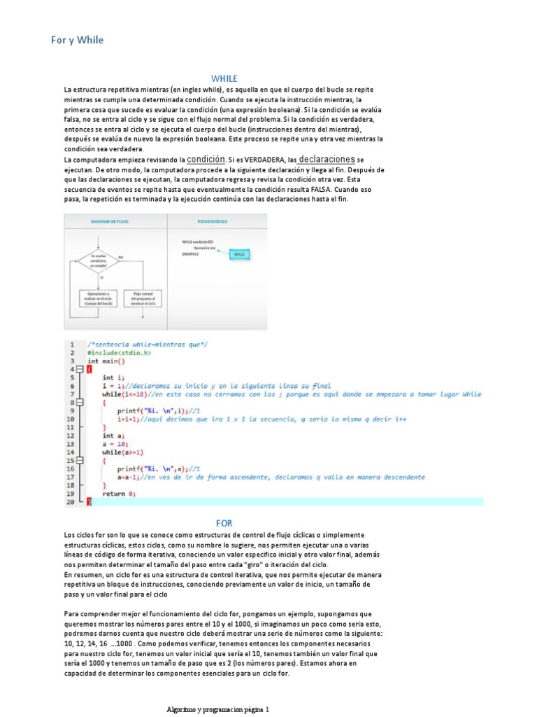 For y While | PDF | Flujo de control | Lenguaje de programación