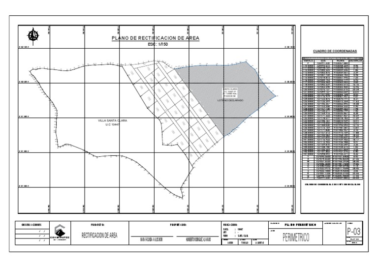 Plano de rectificacion de area con cuadro de coordenadas UTM | PDF