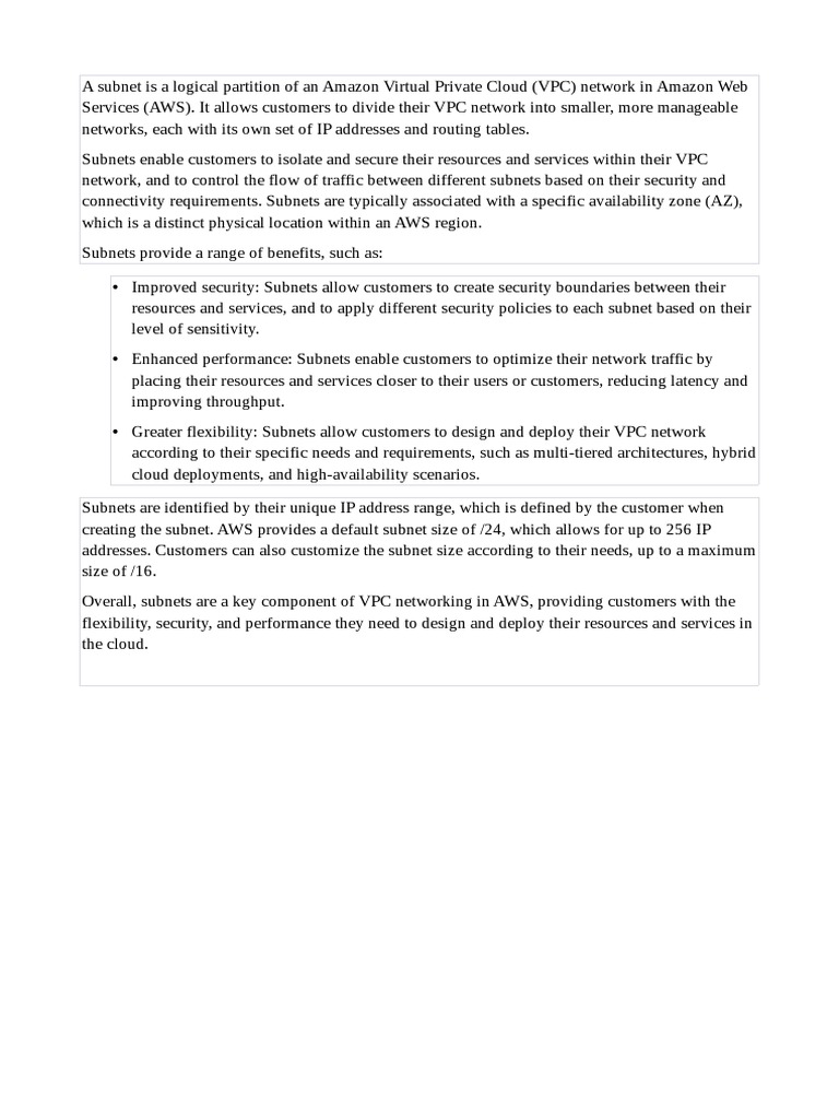 Understanding AWS VPC Subnets | PDF