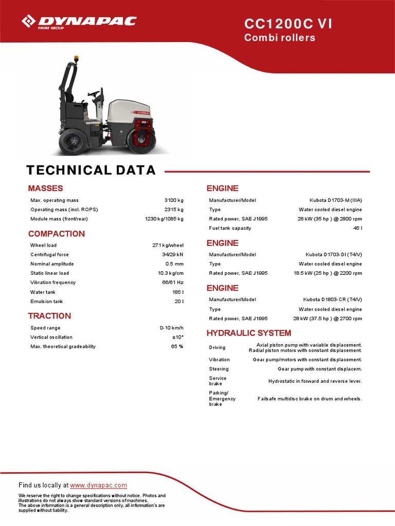 CC1200C VI Combi Roller Technical Specifications and Dimensions | PDF ...