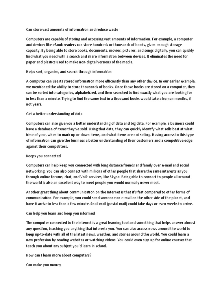 The Many Benefits of Computers: How They Can Store Information, Help ...