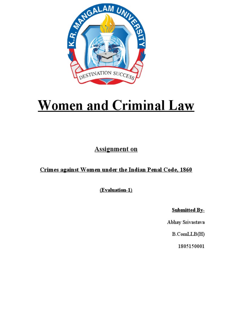Women and Criminal Law: Assignment On | PDF | Rape | Crimes