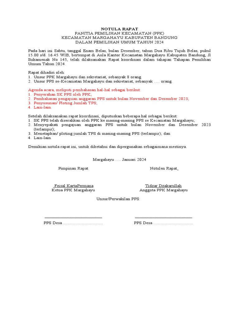 Notulen Rapat PPK, PPS | PDF | Karier & Perkembangan
