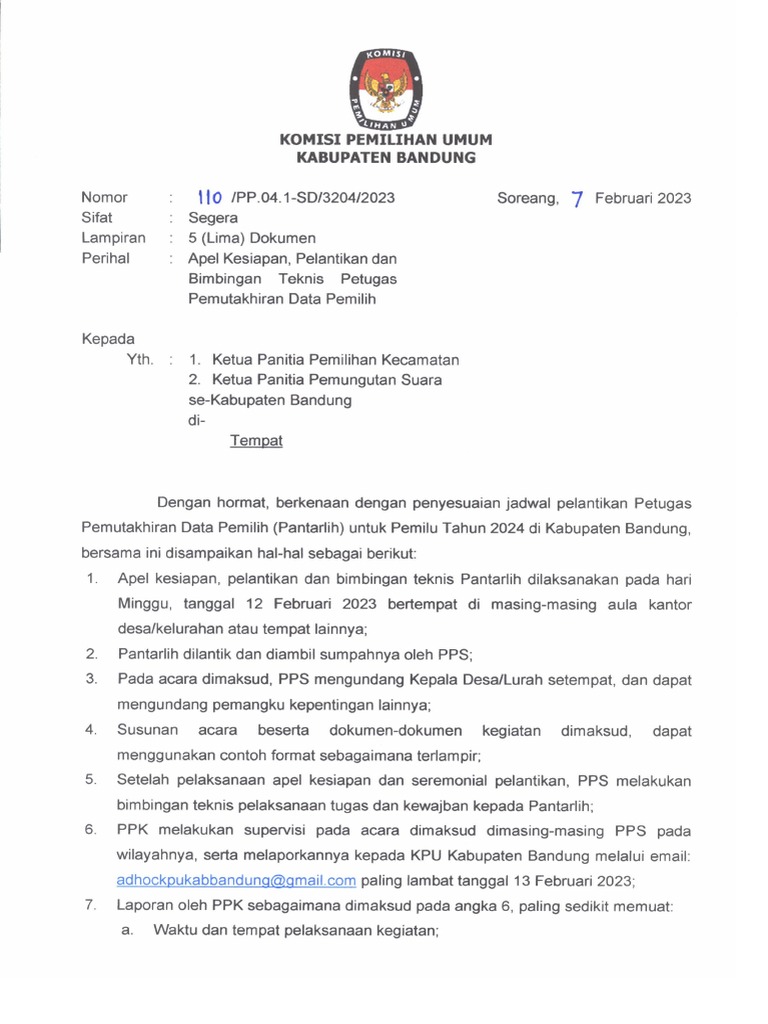 Pelantikan Pantarlih - PPK PPS | PDF