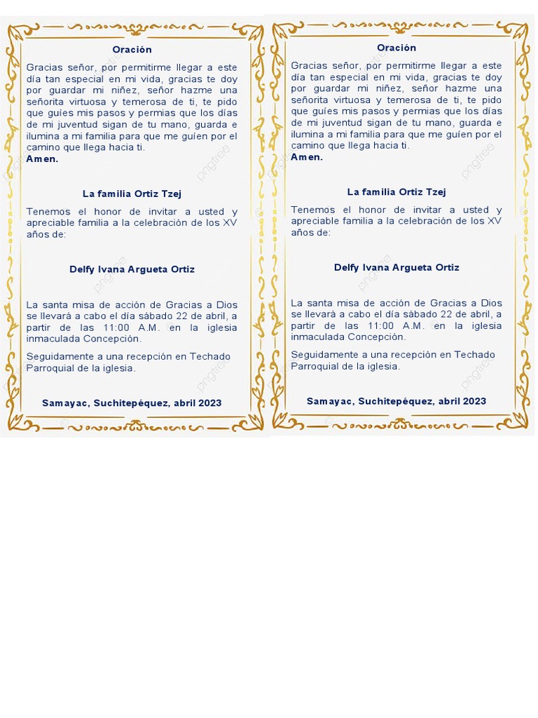 Invitación a misa de XV años | PDF