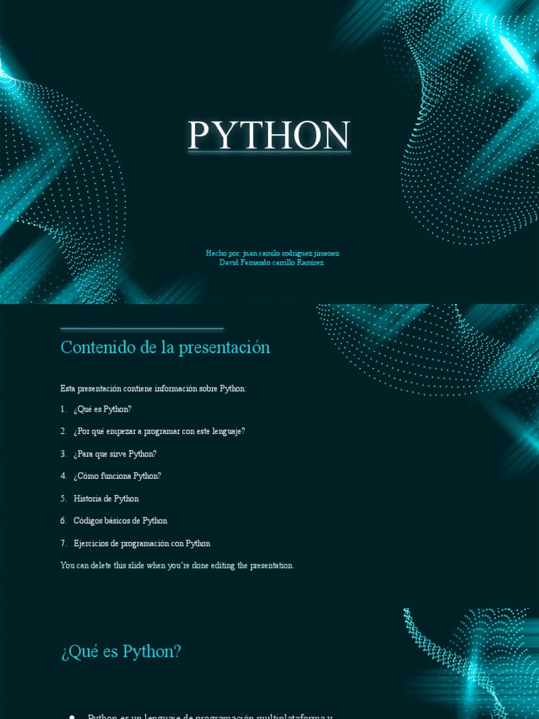 Presentacion de Python | PDF | Python (lenguaje de programación ...