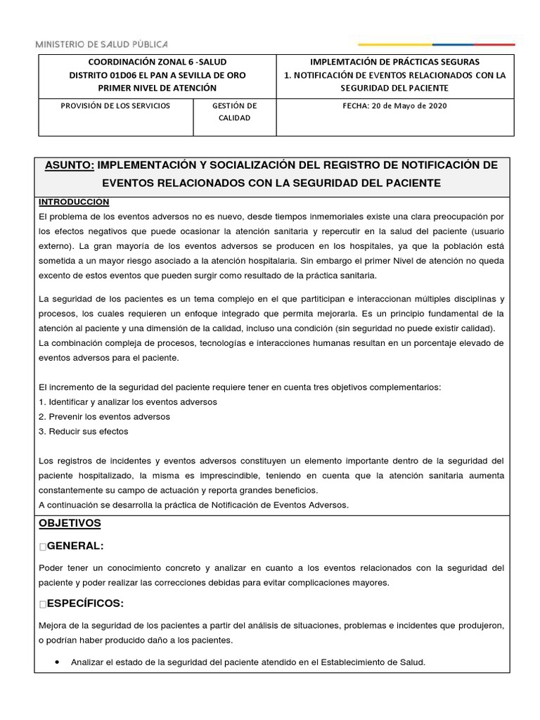 practica_segura_notificacion_de_eventos_adversos 8 | PDF | Seguridad del paciente | Cuidado de ...