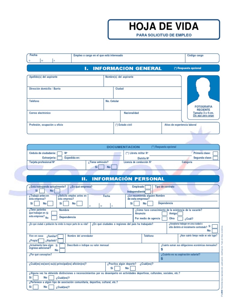 Formato de Hoja de Vida - Minerva 10-03 | PDF
