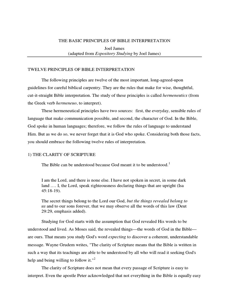 Twelve Principles for Accurate Biblical Interpretation | PDF | Bible ...