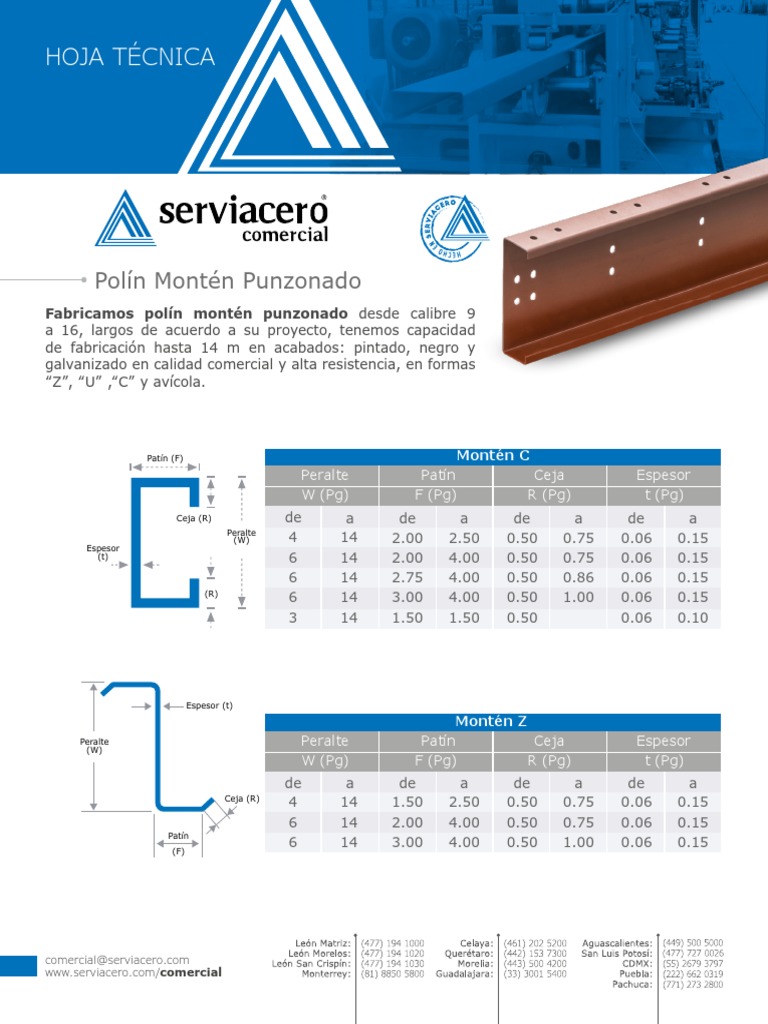 Polín Montén Punzonado Especificaciones Pdf