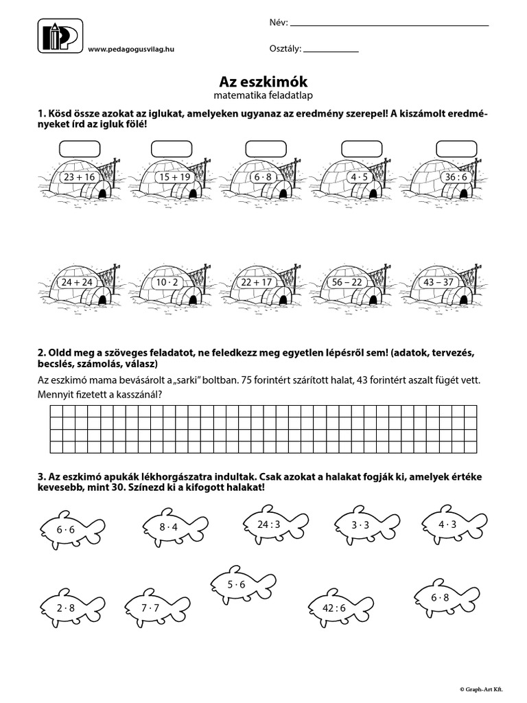 Matematika 2. Osztály Feladatlap | PDF