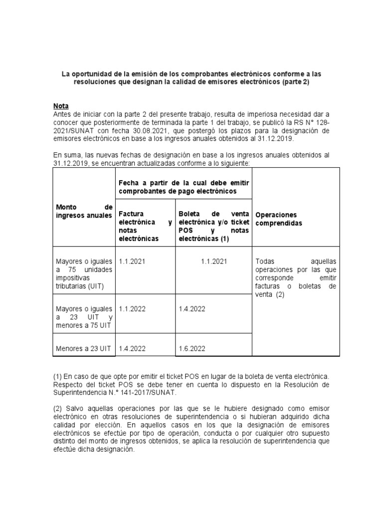 La Oportunidad De La Emisión De Los Comprobantes Electrónicos Pdf