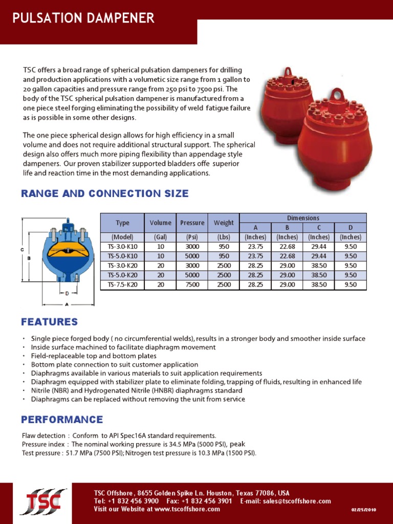 TSC - Pulsation Dampener | PDF | Secondary Sector Of The Economy ...