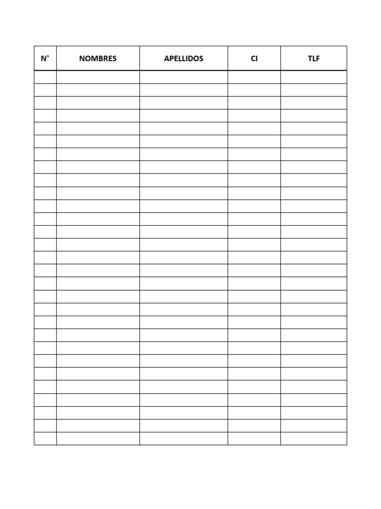 Formato Listado Por Numeros | PDF