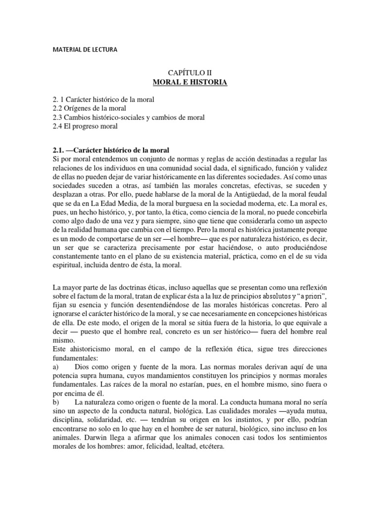Material de Lectura Moral e Historia | PDF