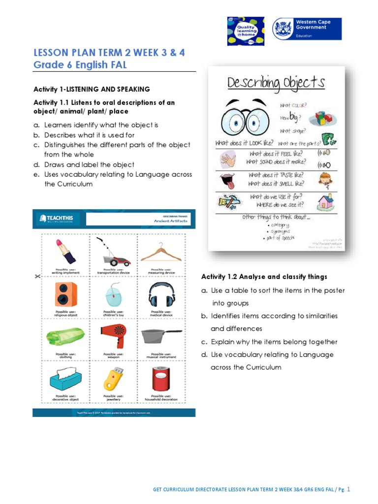 RECOVERY ANNUAL TEACHING PLAN ENGLISH FAL GRADE 6 TERM 2 | PDF | English Language | Vocabulary