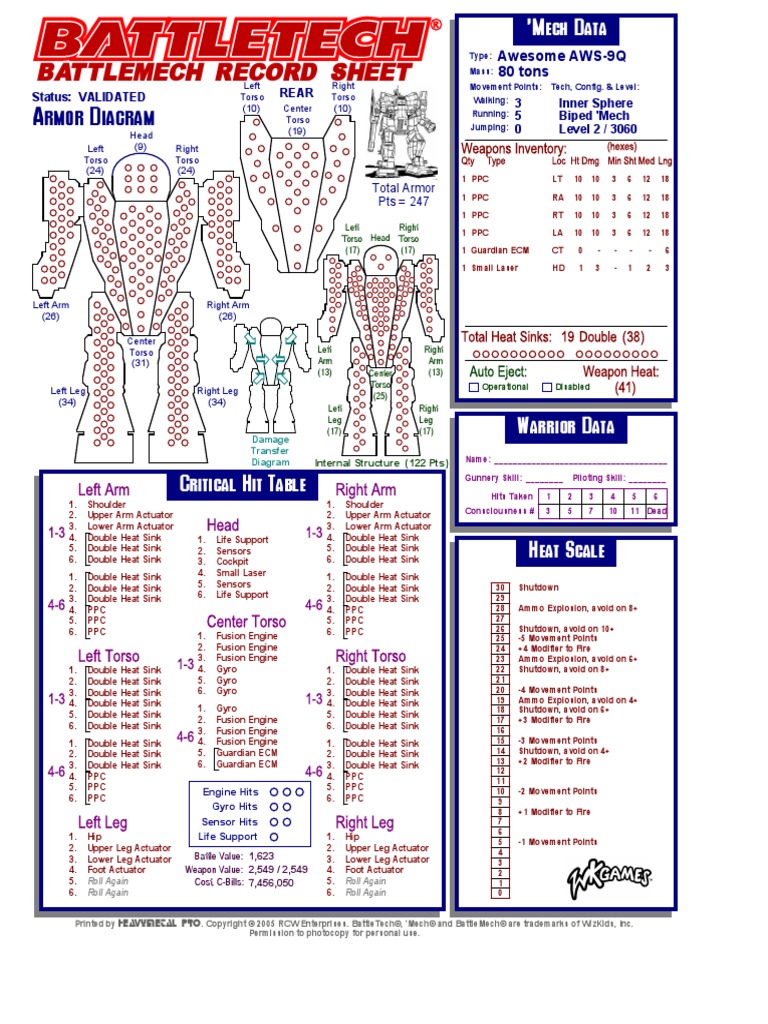 Awesome AWS-9Q | PDF | Battle Tech