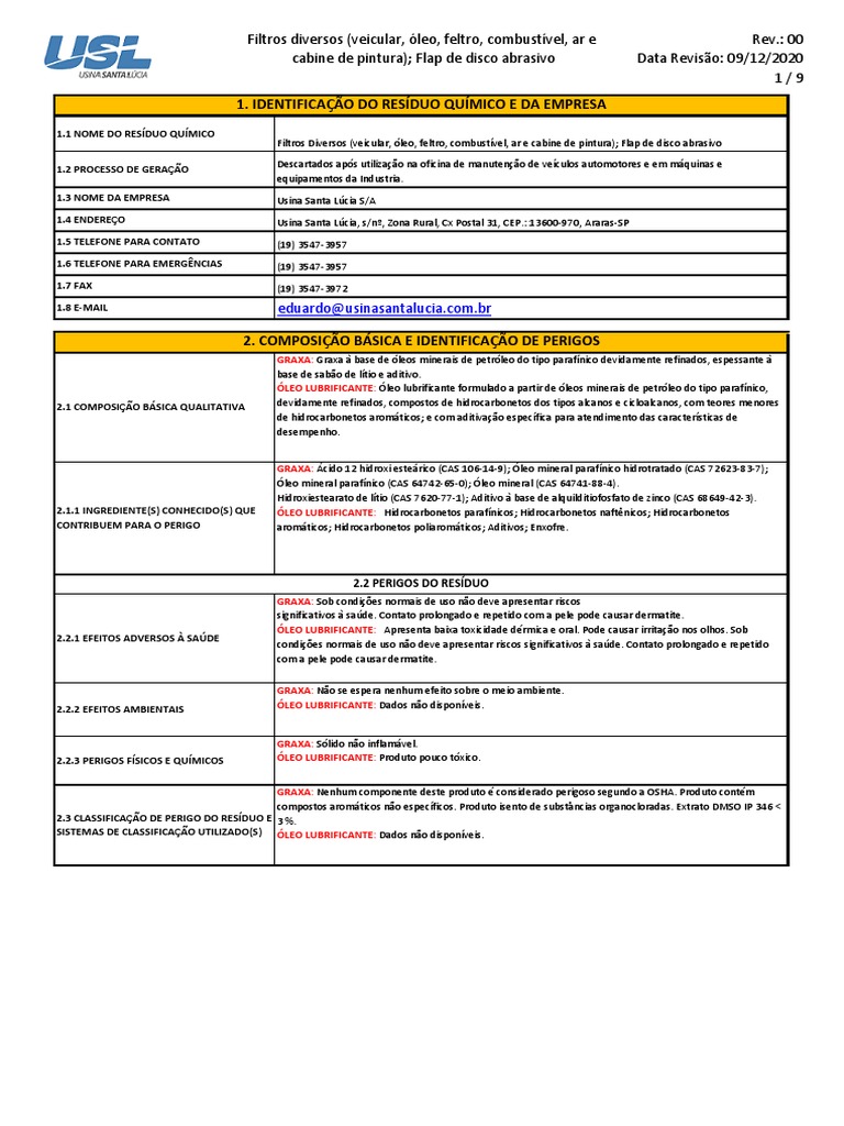 FDSR Filtros Diversos | PDF | Petróleo | Desperdício