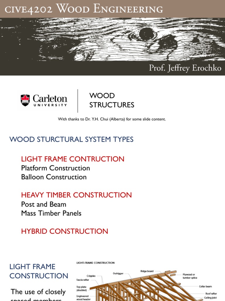 03-CIVE4202 Wood Structures | PDF | Framing (Construction) | Woodworking