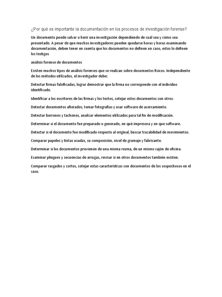 Importancia de la Documentación Forense | PDF