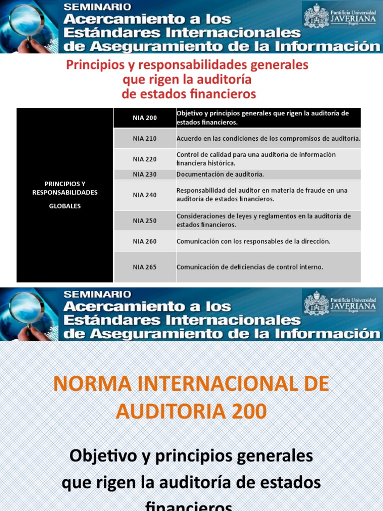 Principios y Responsabilidades Generales Que Rigen La Auditoría de ...